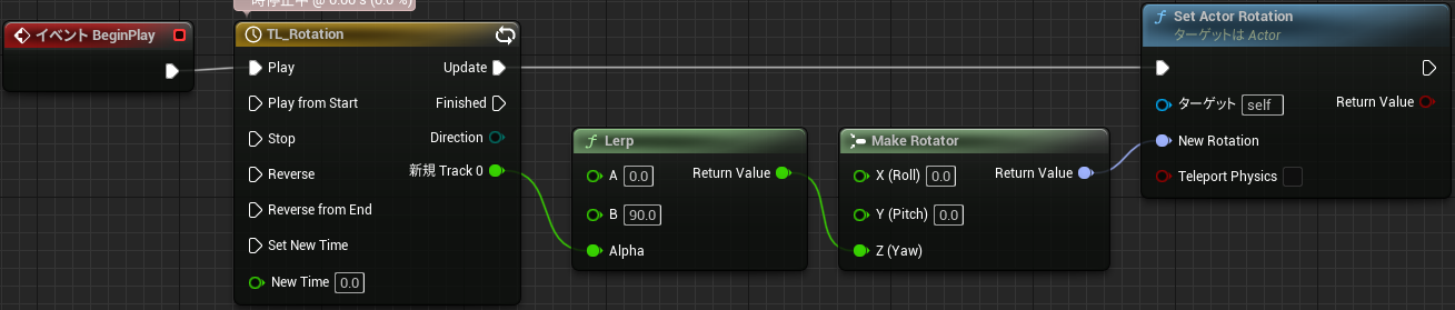 タイムラインを使ってアクタを滑らかに動かす[TimeLine,Set Actor Location,Set Actor Rotation] | Unreal Engine & UEFN 学習帳
